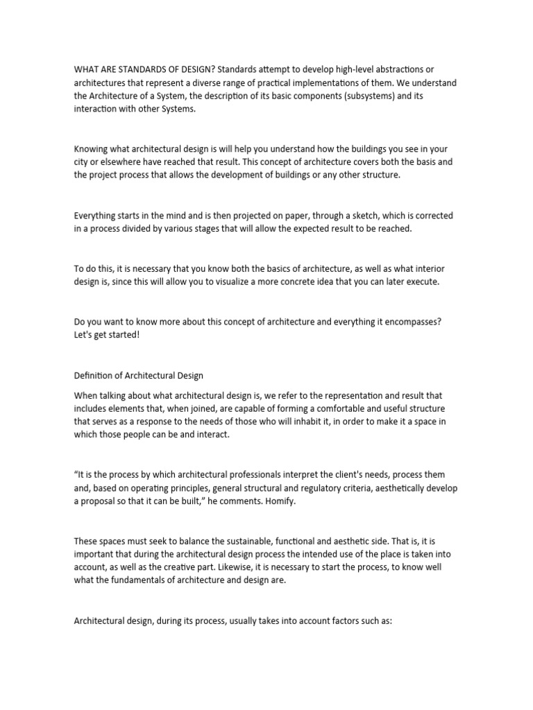 What Are Design Standards | PDF | Design | Architect