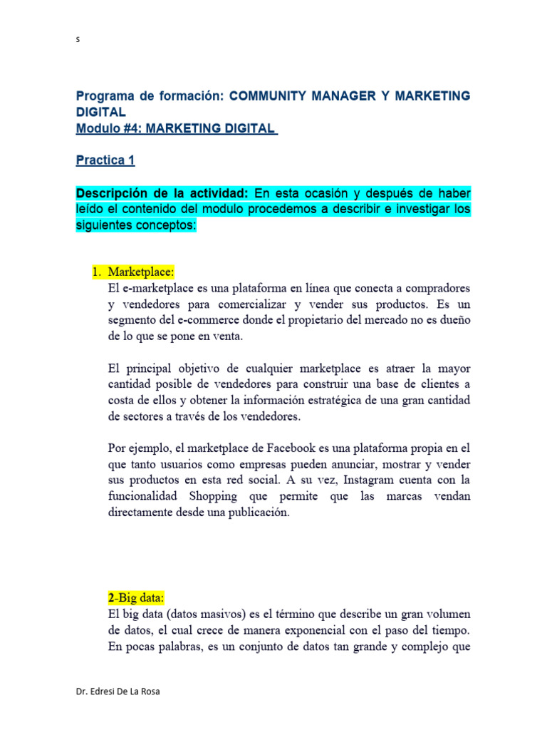 Practica 1 Del Modulo 3 MD | PDF | Marketing | Publicidad digital