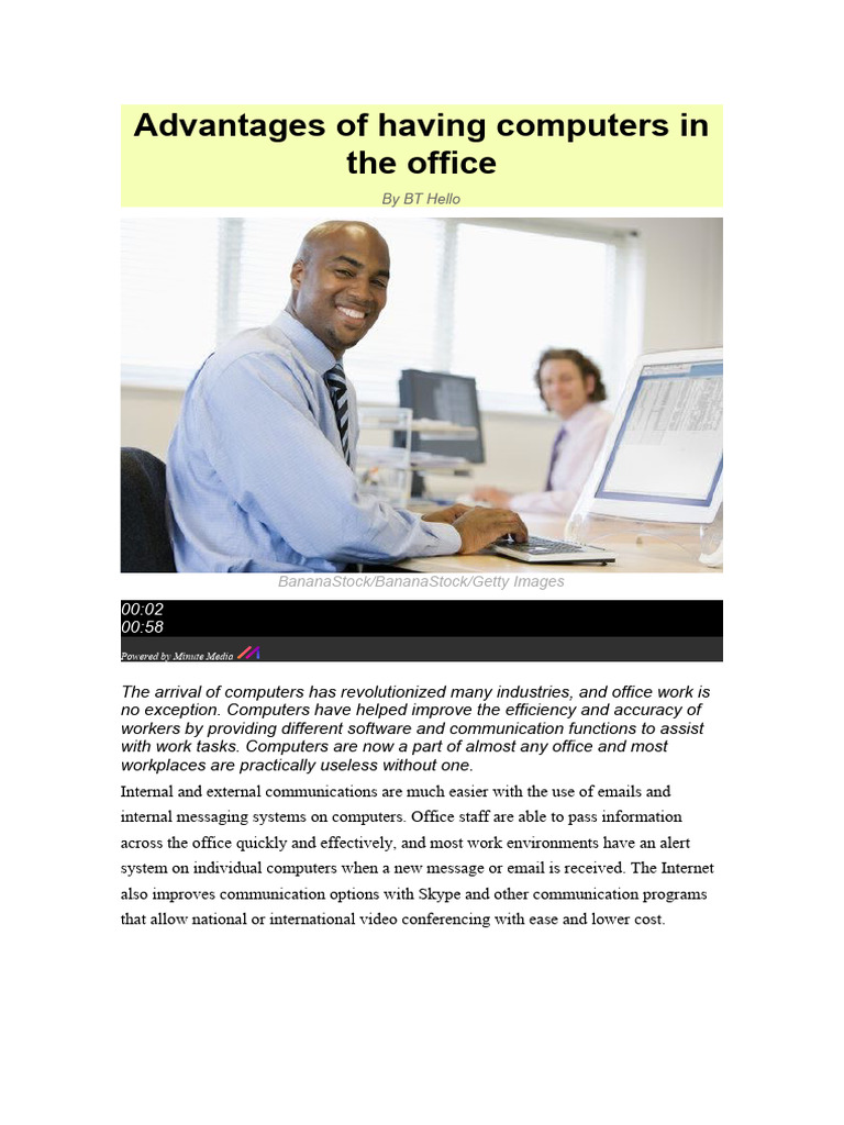 Advantages of Having Computers in The Office | PDF | Mail | Computer ...