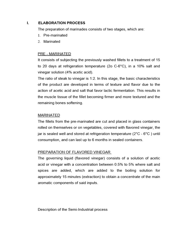 Marinade Preparation Process | PDF | Vinegar | Marination