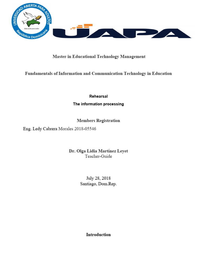 Essay On Information Processing | PDF | Memory | Information