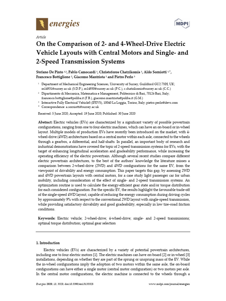 On The Comparison of 2 - and 4-Wheel-Drive Electric | PDF | Four Wheel ...