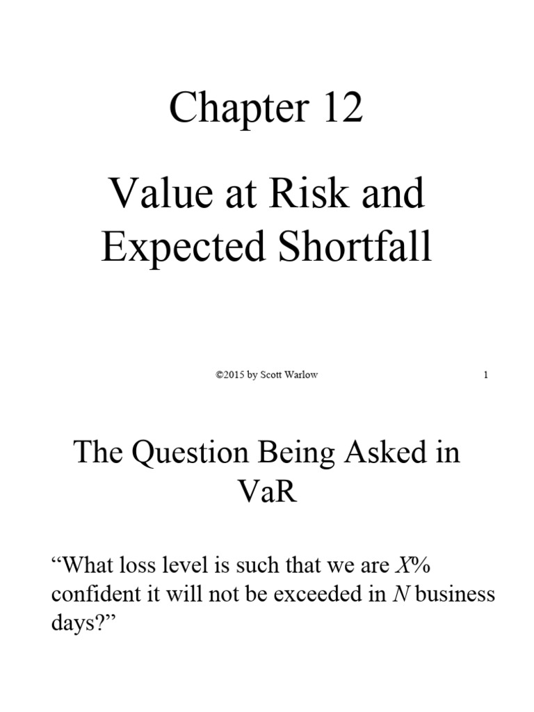 MFIN 5800 Chapter 12 | PDF | Value At Risk | Risk