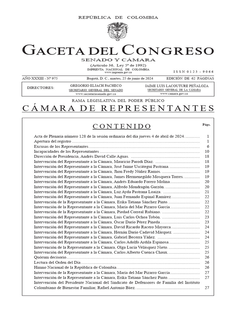 Gaceta 975 | PDF | Colombia | Gobernancia