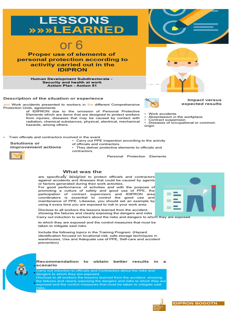 Learned Lessons | PDF | Personal Protective Equipment | Risk