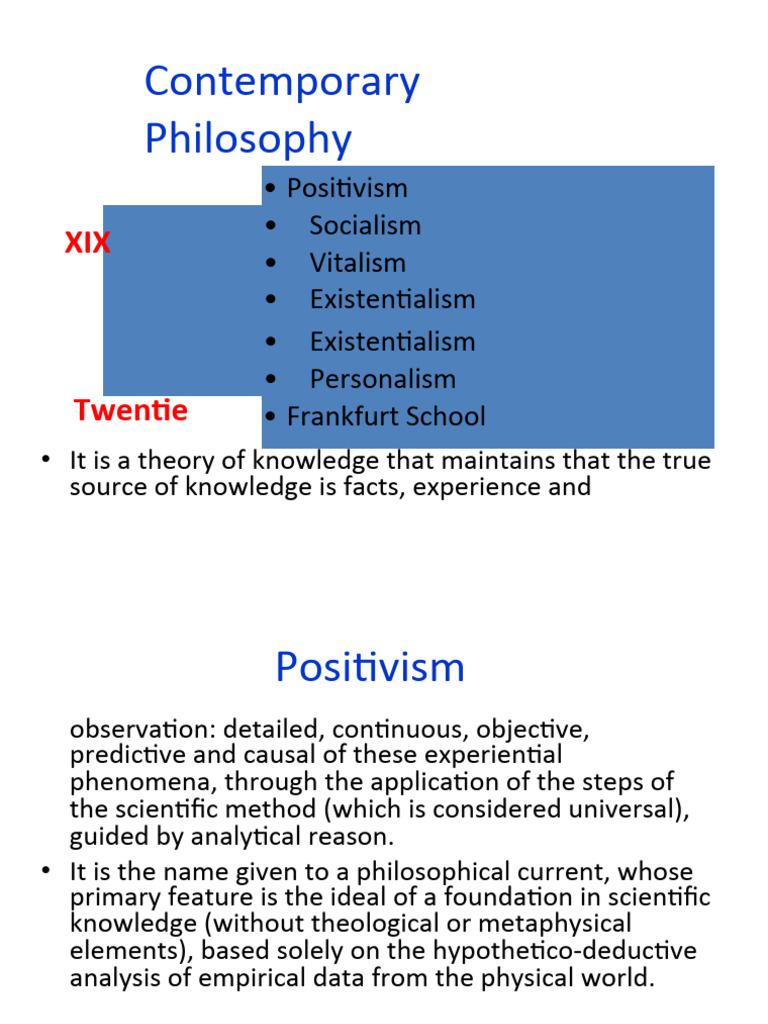 Contemporary Philosophy Power Point | PDF | Positivism | Existentialism