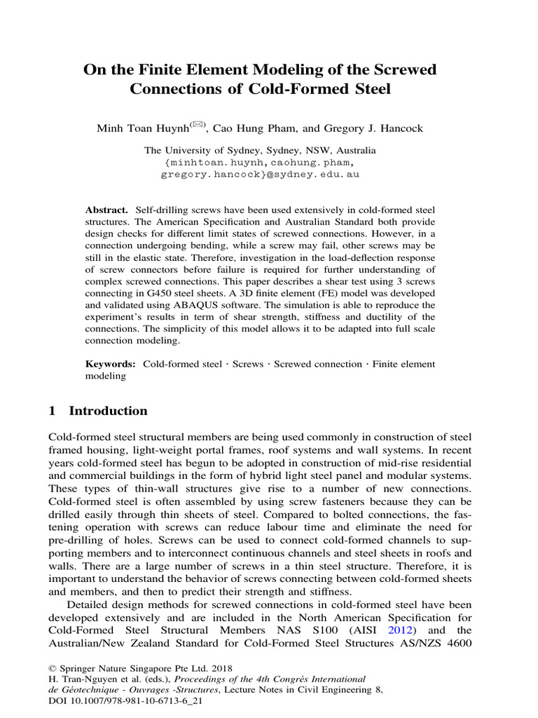 Huynh Et Al. (2018) - FE Screw Property | PDF | Screw | Fracture