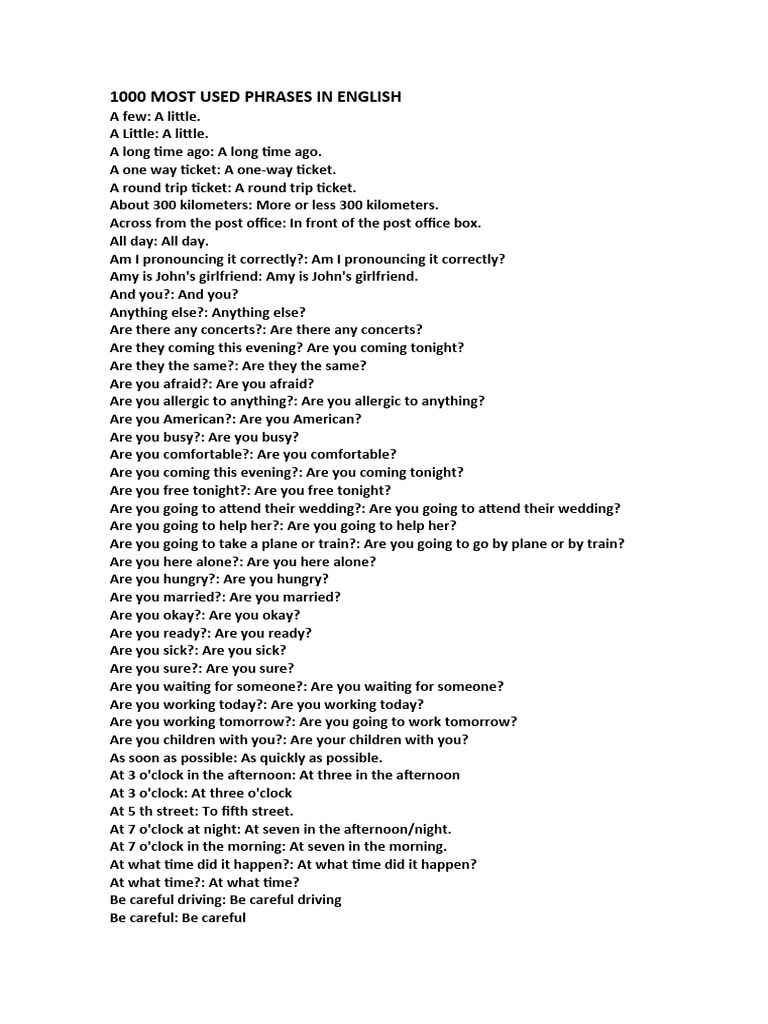 1000 Most Used Phrases in English | PDF | English Language