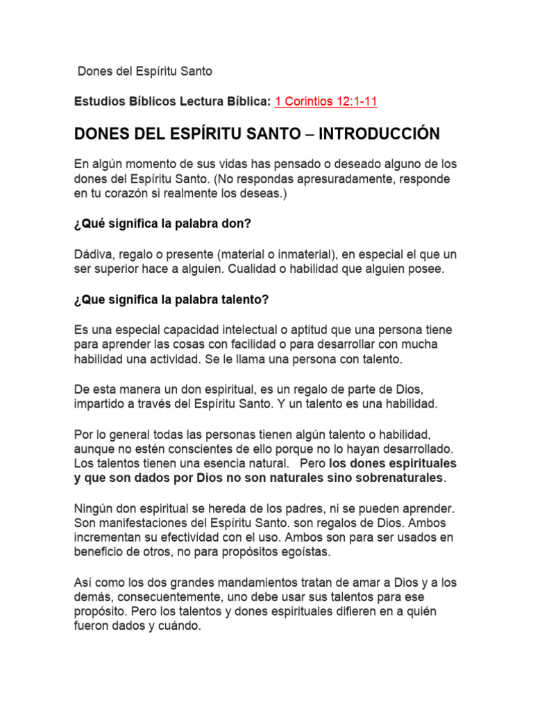 Dones del Espíritu Santo: Guía y Propósitos | PDF | Dios | Fe
