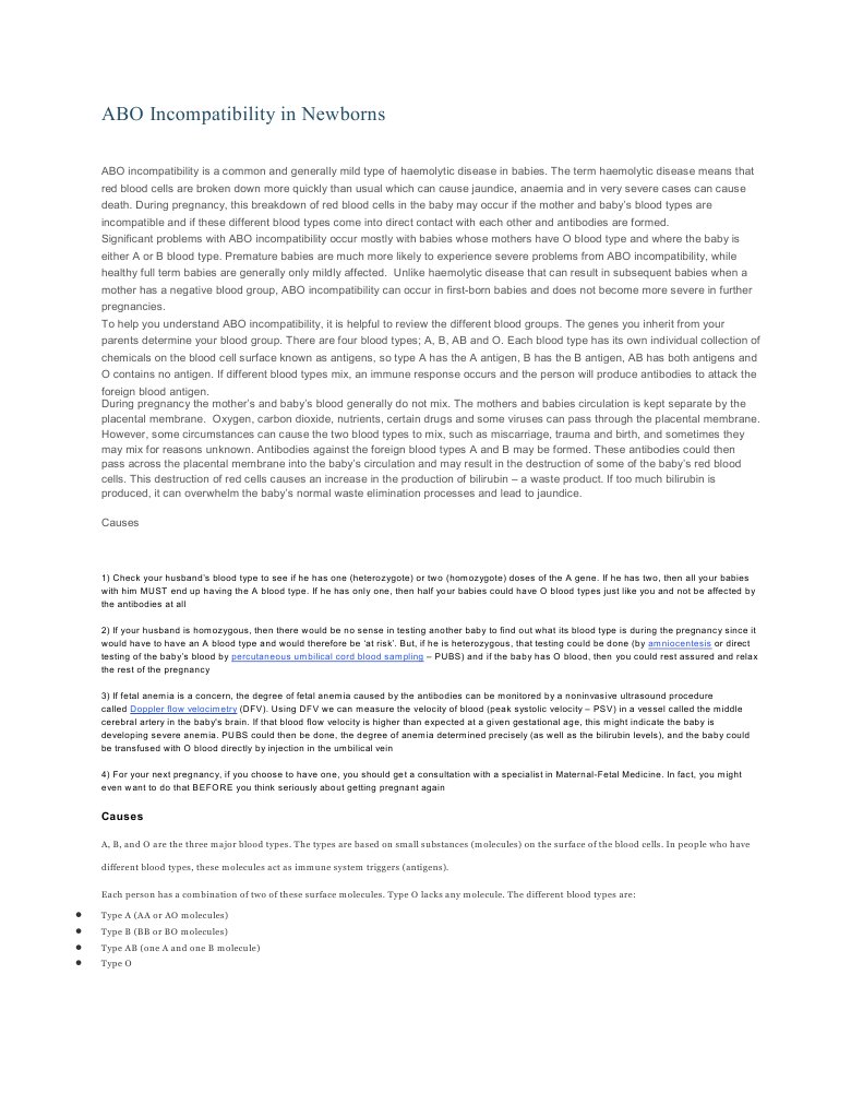 ABO Incompatibility in Newborns | PDF | Blood Type | Tissue (Biology)