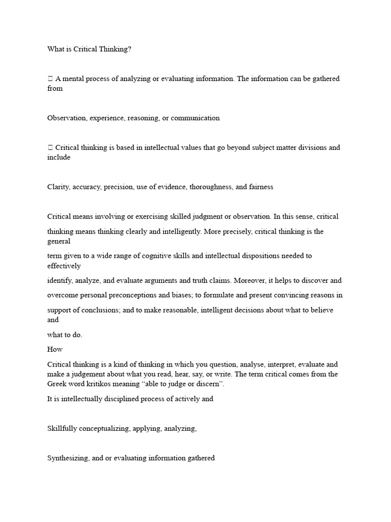 Document | PDF | Critical Thinking | Thought