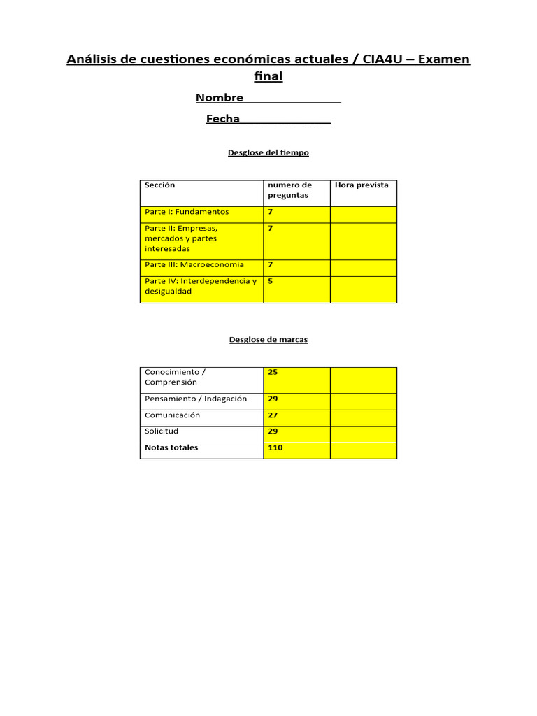 Examen de Análisis de Cuestiones Económicas Actuales | PDF | Oferta y ...
