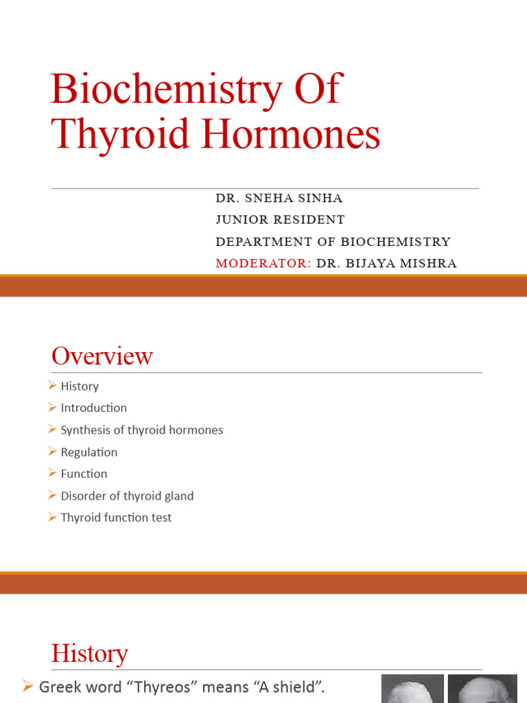 Biochemistry of Thyroid Hormone Dr. Sneha | PDF | Thyroid | Hypothyroidism
