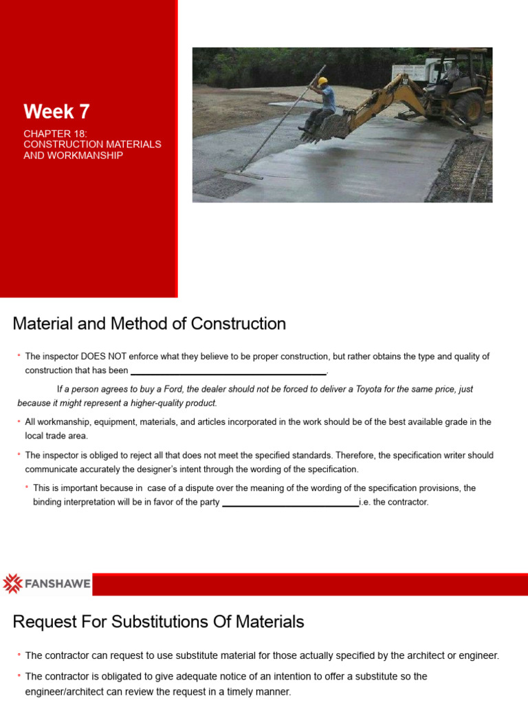 Construction Materials and Workmanship Guide | PDF | Specification ...