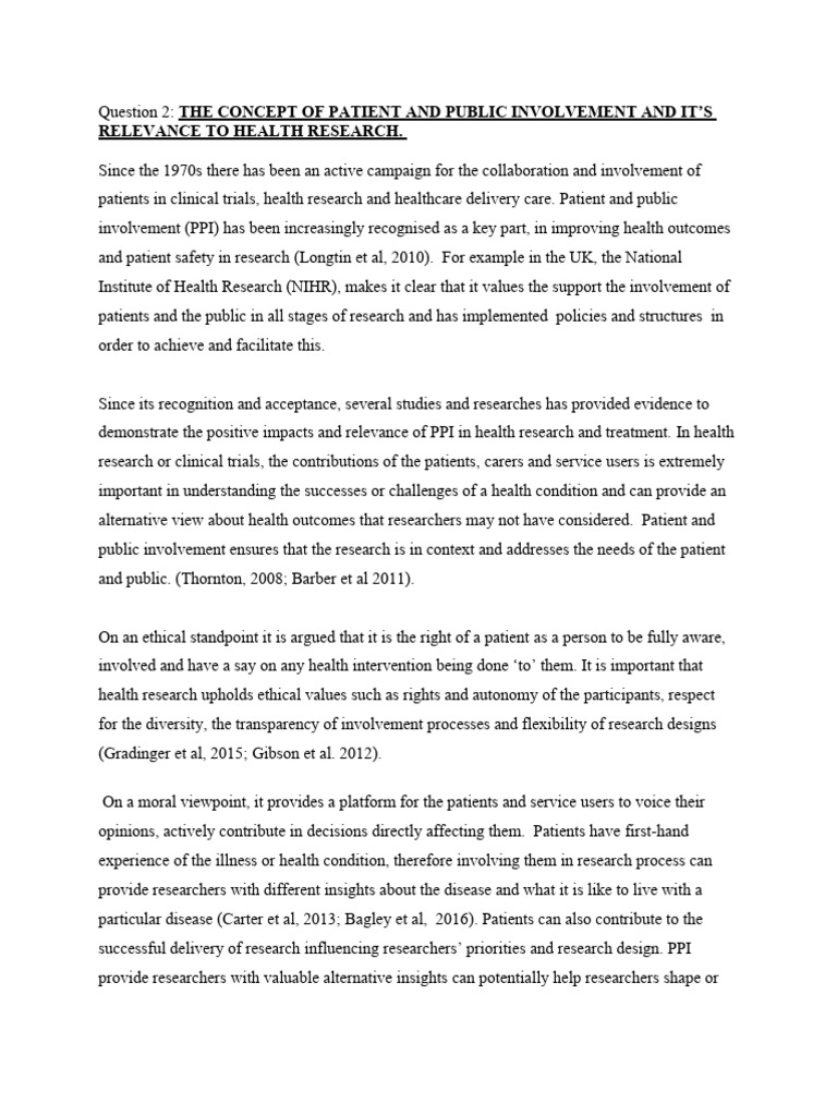 Importance of Patient Involvement in Research | PDF | Patient | Public ...