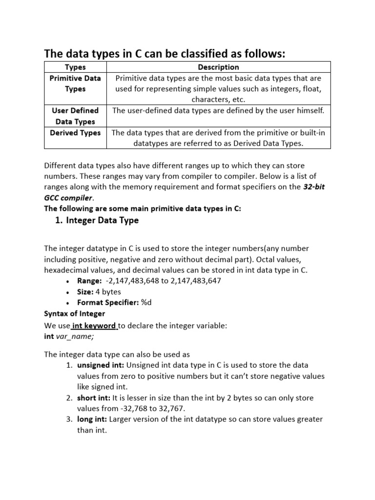 ADP (P.F) Data Types | PDF | Integer (Computer Science) | Data Type ADP (P.F) Data Types | PDF | Integer (Computer Science) | Data Type