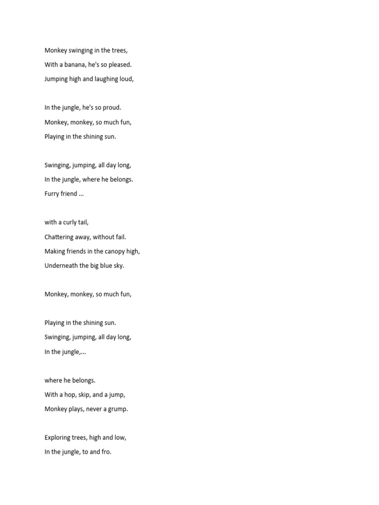 Monkey Song Script | PDF