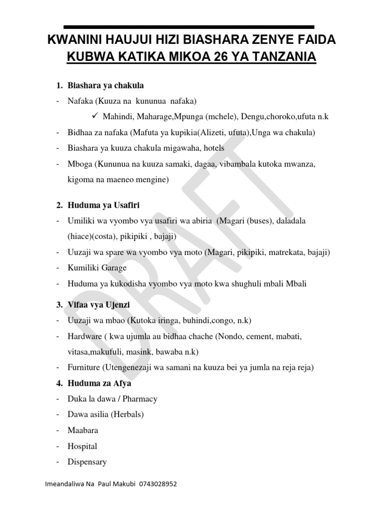 Kwanini Haujui Hizi Biashara Zenye Faida Kubwa Katika Mikoa 26 Ya ...