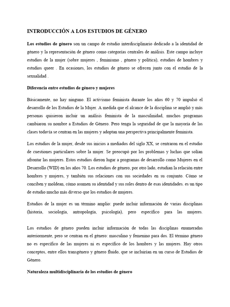 Introducción a los Estudios de Género | PDF | Estudios de género | Género