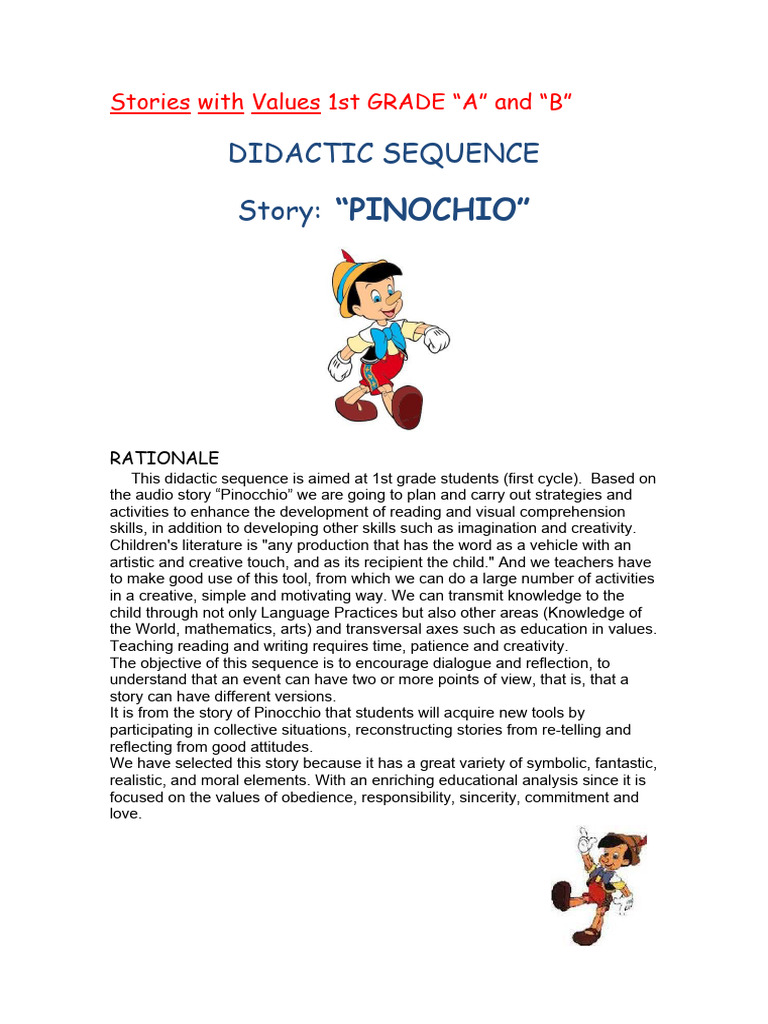 Didactic Sequence: Pinocchio for 1st Grade | PDF | Reading ...