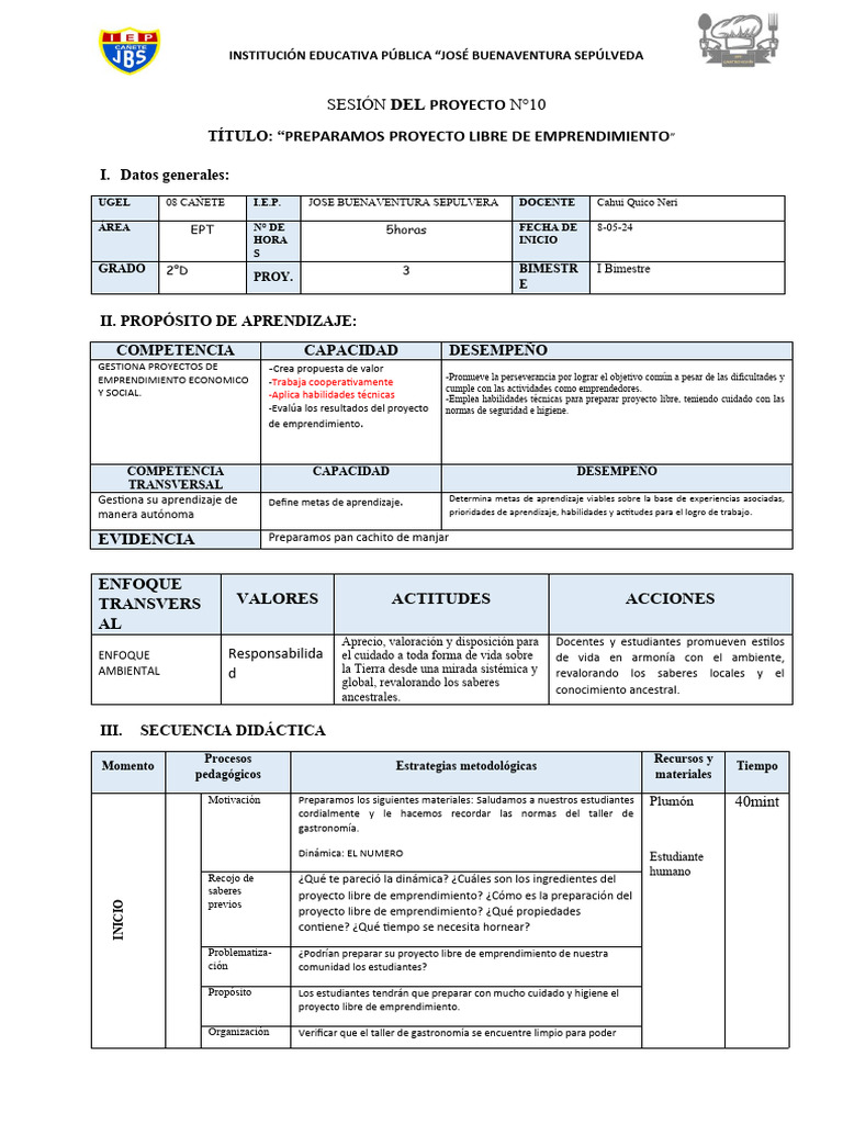 11 Sesion-Pt-2d-2024 | PDF | Aprendizaje | Iniciativa empresarial