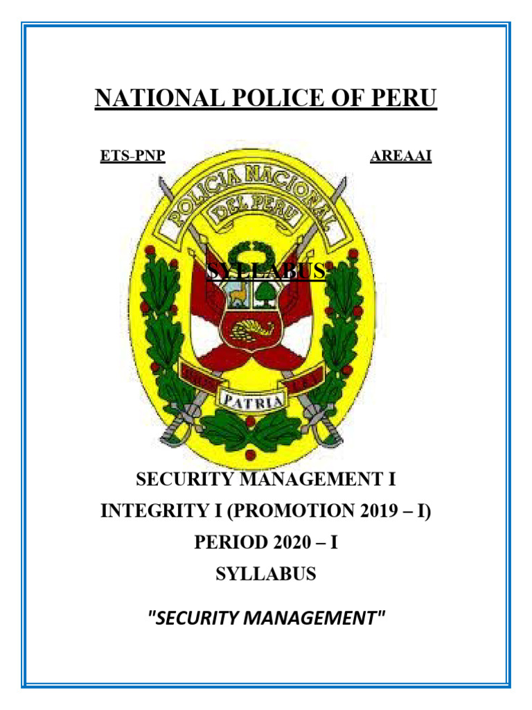 Silabo Security Management 1 | PDF | Physical Security | Police