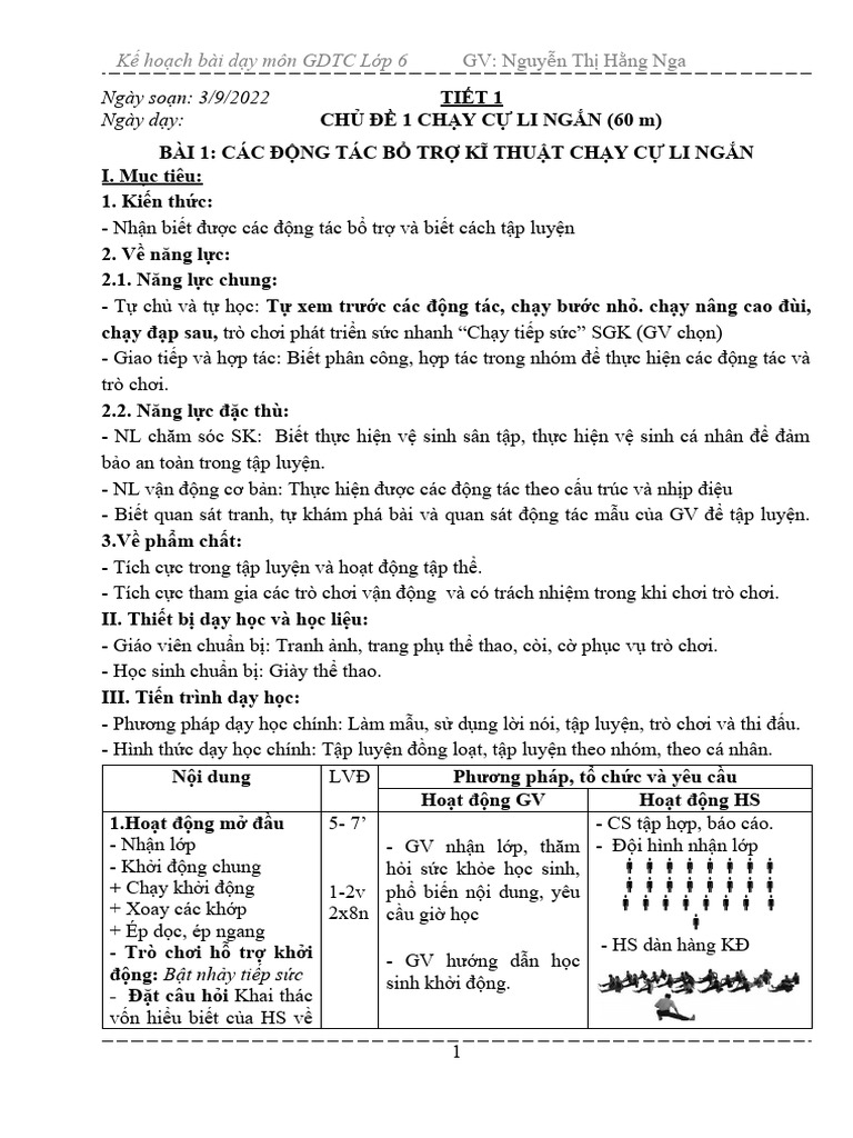 Giáo Án GDTC L P 6 M I 2022-2023 Nga | PDF
