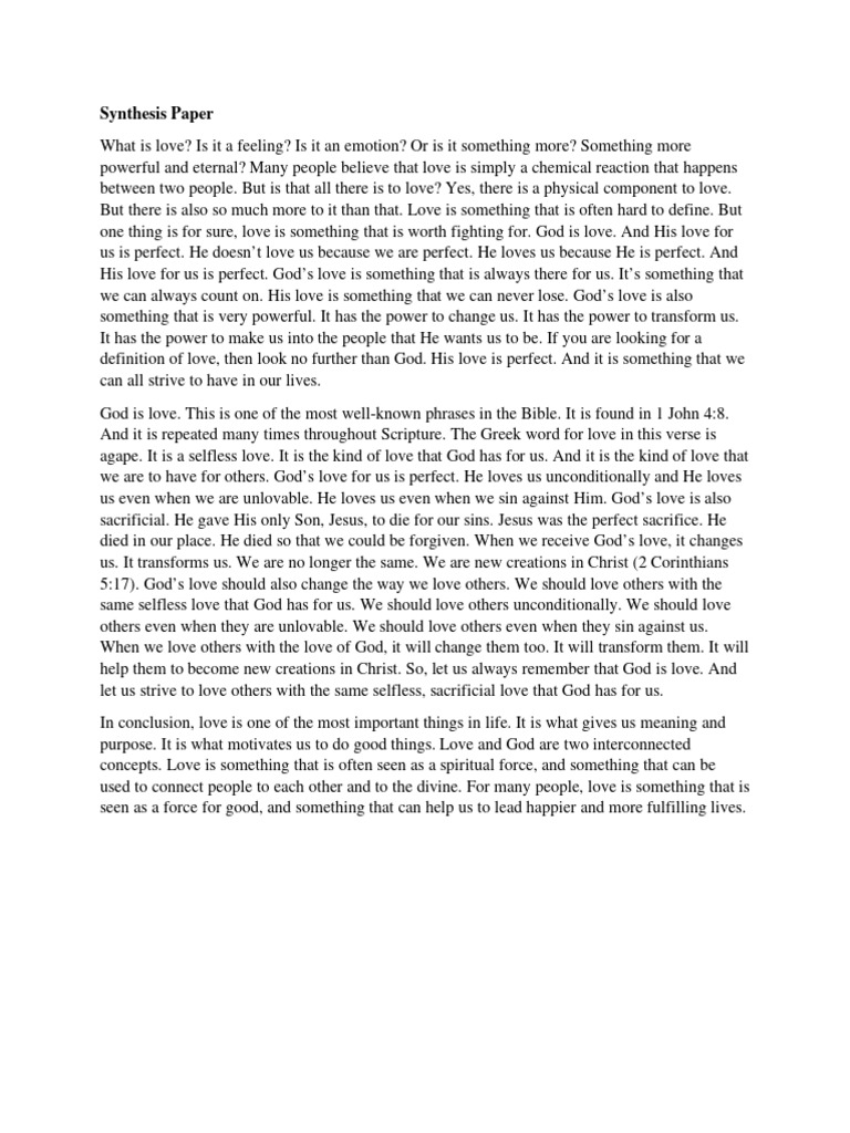 Synthesis Paper | PDF | Love | Sacrifice