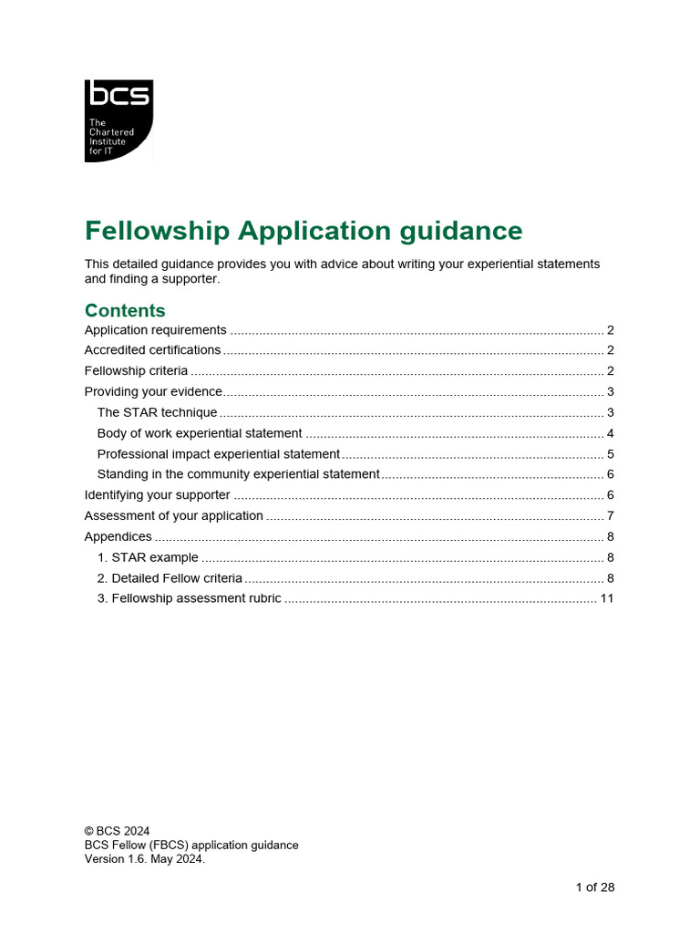 Bcs Fellow Application Guidance | PDF | Mentorship