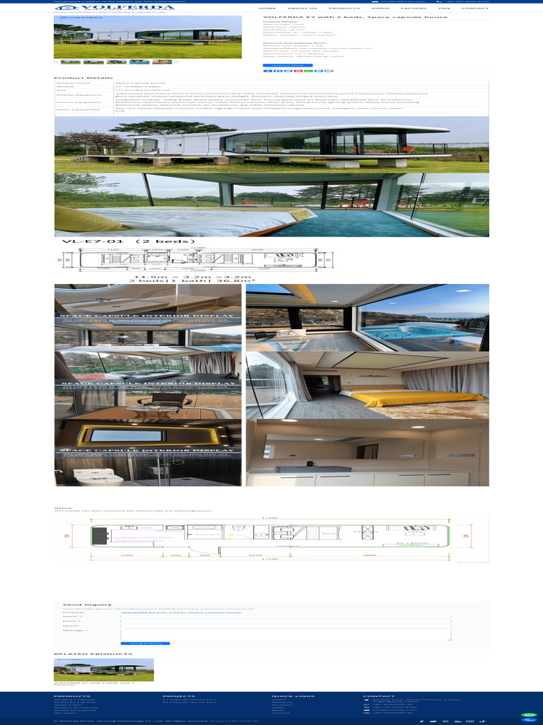 Model E7 Mobile Prefabricated Tiny House With 2 Bedrooms Space Capsule ...