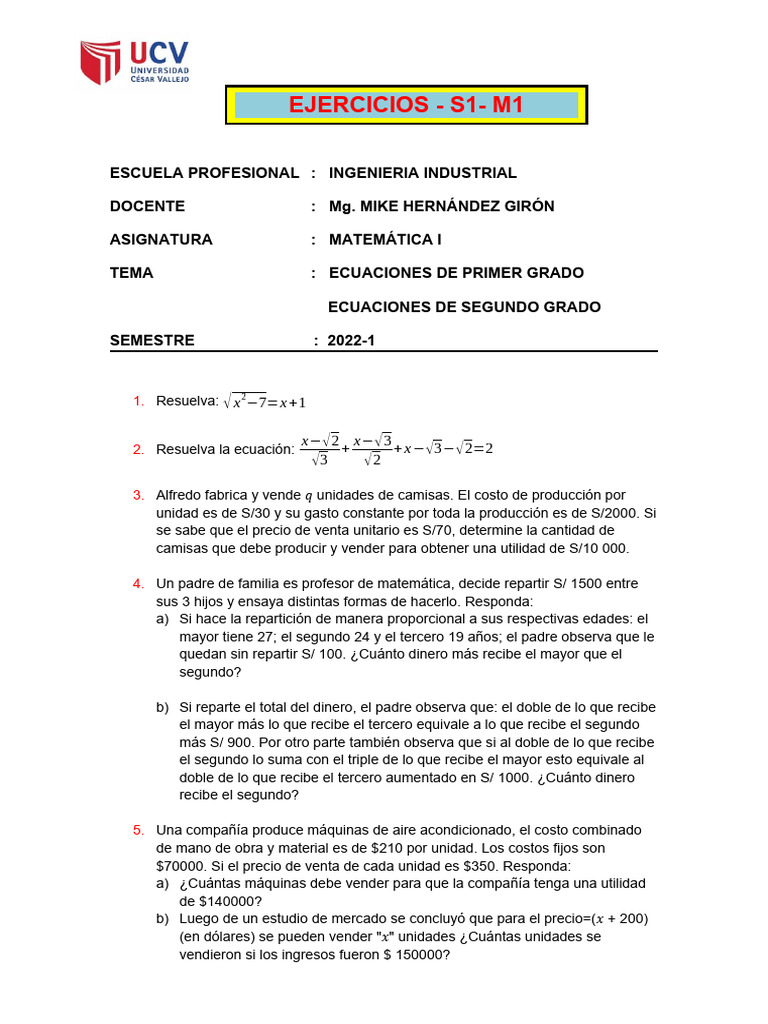 Ejercicios - S1-M1 | PDF