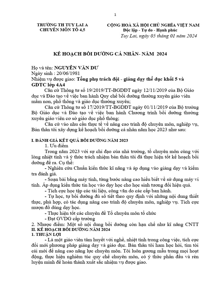 BDTX - 2024 Giáo Viên | PDF