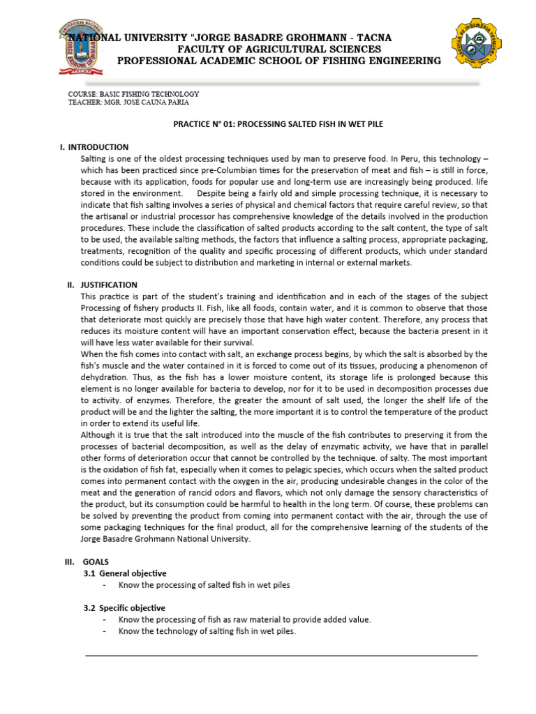 Practice #01 Processing of Salted Fish in Wet Pile | PDF | Salt ...