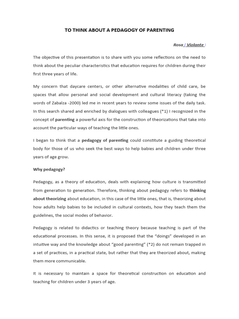 Parenting Pedagogy - Rosa Violante | PDF | Parenting | Pedagogy