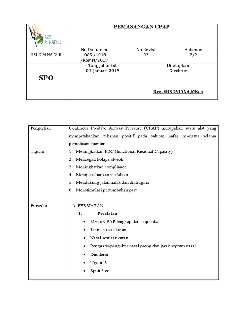 Sop Pemasangan Cpap | PDF | Pengembangan Diri | Kesehatan Holistik