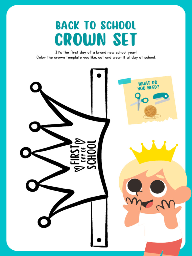 Back To School Crown Set - DIY Activity Pack - Paper Craft | PDF