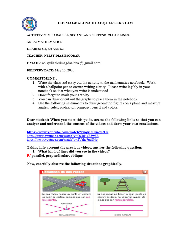 Parallel Secant and Perpendicular Lines | PDF | Line (Geometry ...