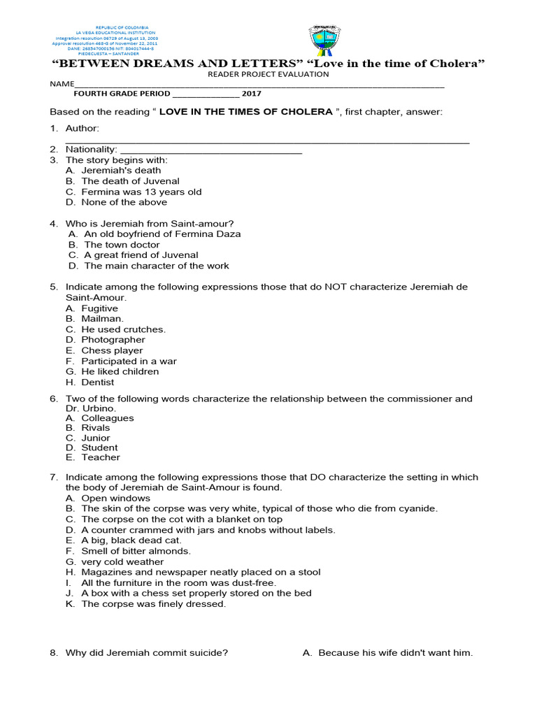 Evaluation of Love in The Times of Cholera | PDF