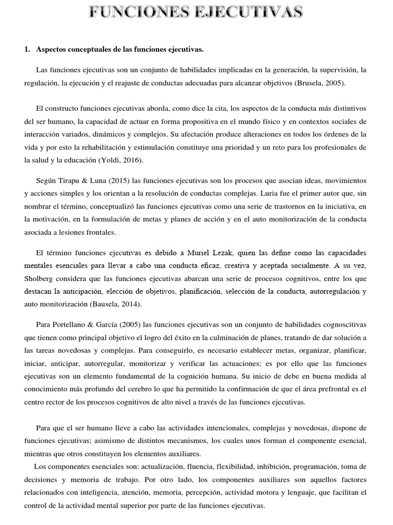 Funciones Ejecutivas y Neuroanatomía | PDF | Funciones ejecutivas ...