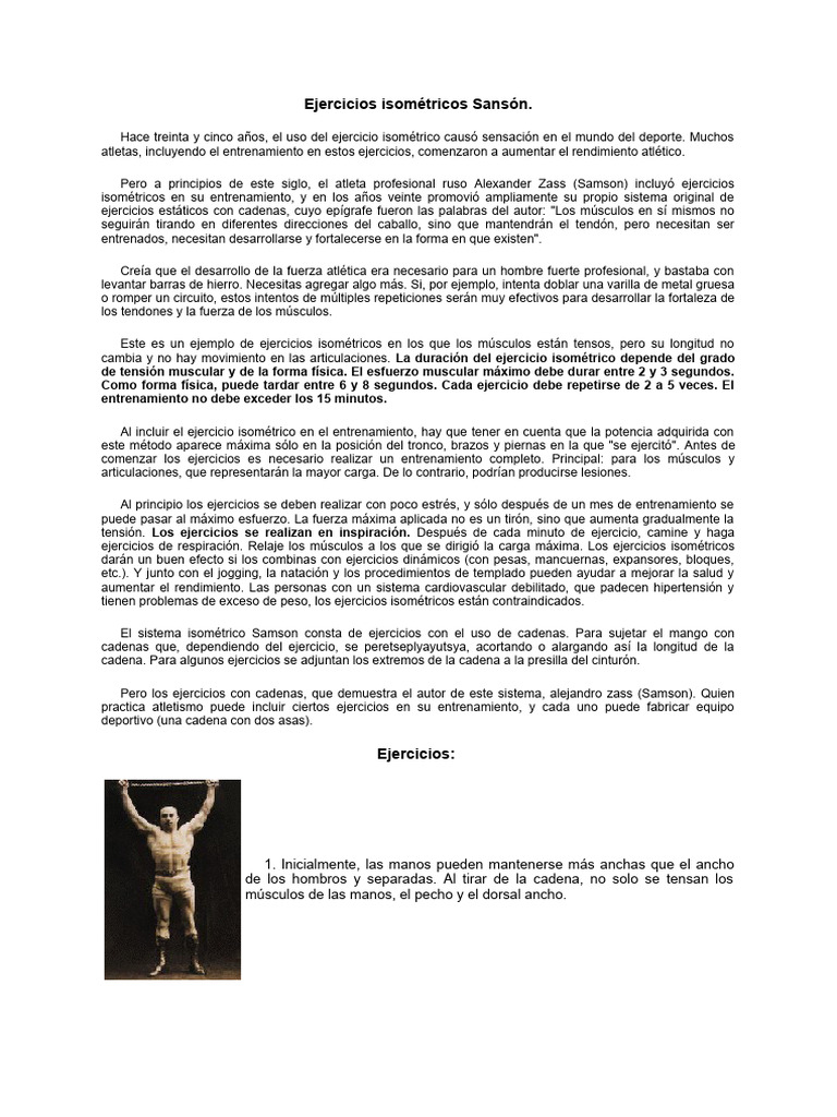Ejercicios Isométricos de Alexander Zass | PDF | Entrenamiento de ...