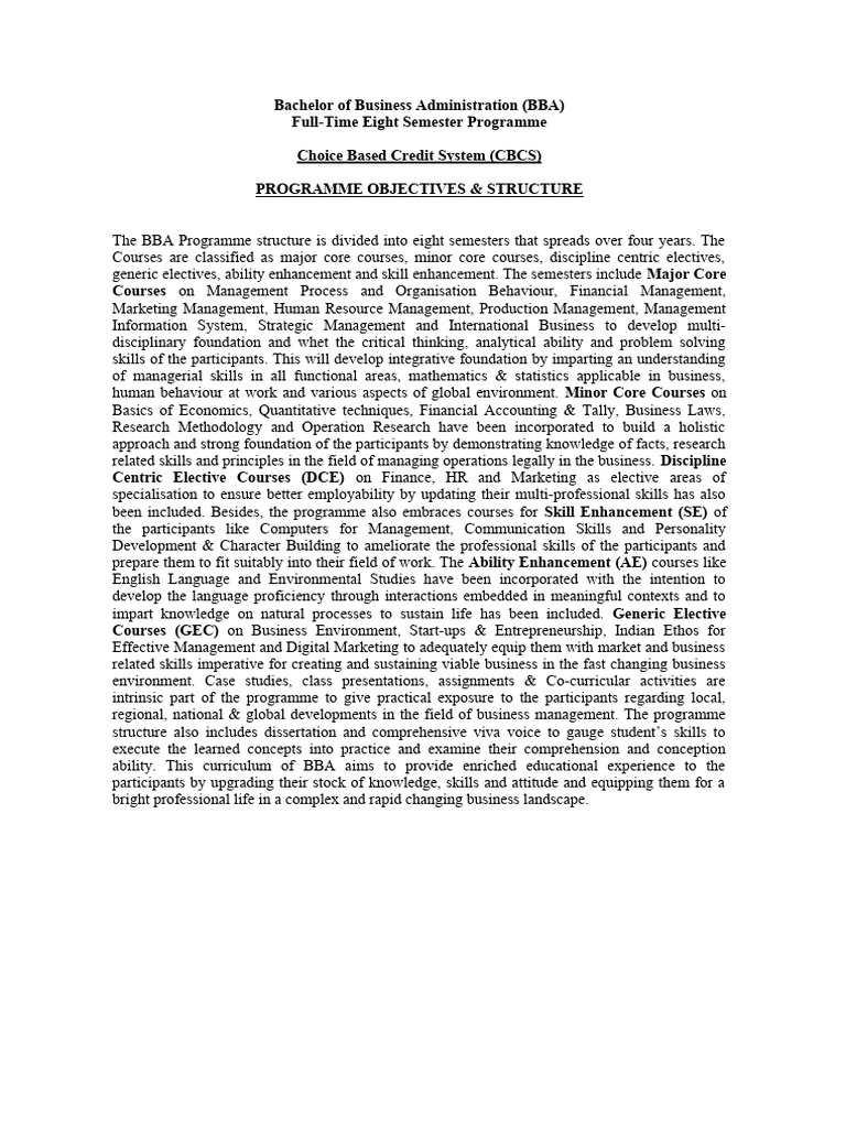 BBA Syllabus | PDF | Entrepreneurship | Demand