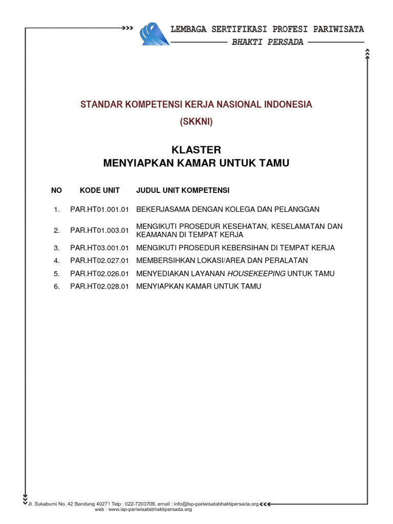 SKKNI TG 2. Roomboy | PDF