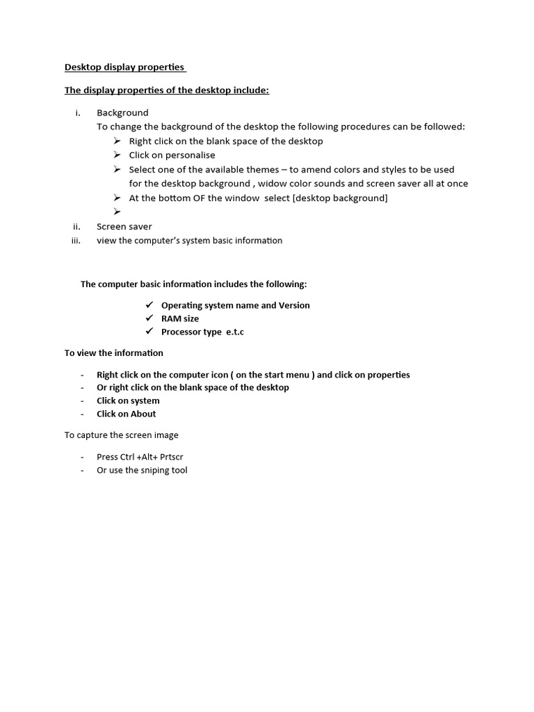 Desktop Display Properties Guide | PDF