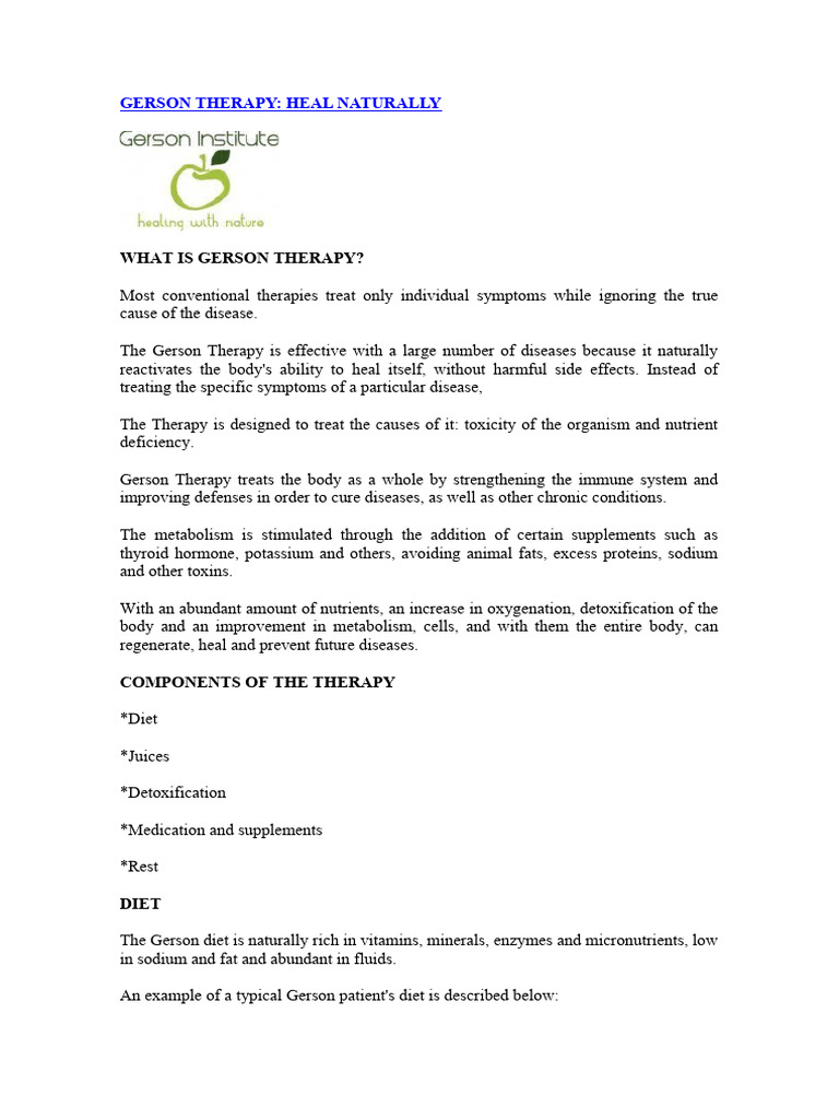 Gerson Therapy | PDF | Cancer | Dietary Supplements