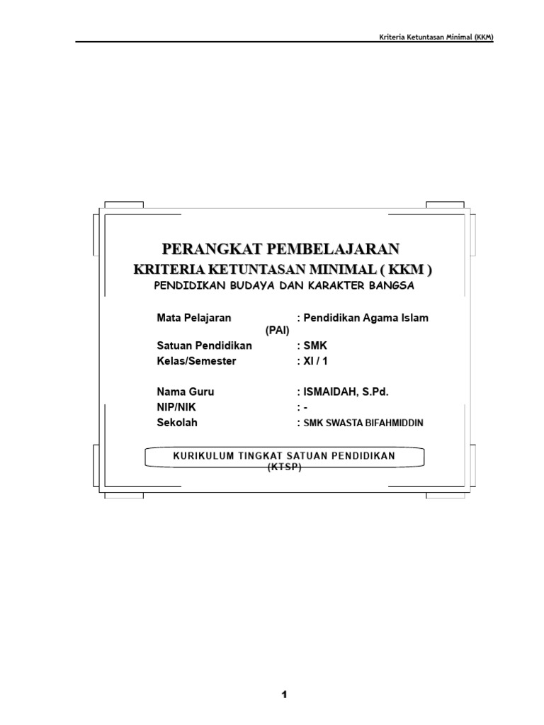 KKM Pai Kelas Xi SMT 1 | PDF