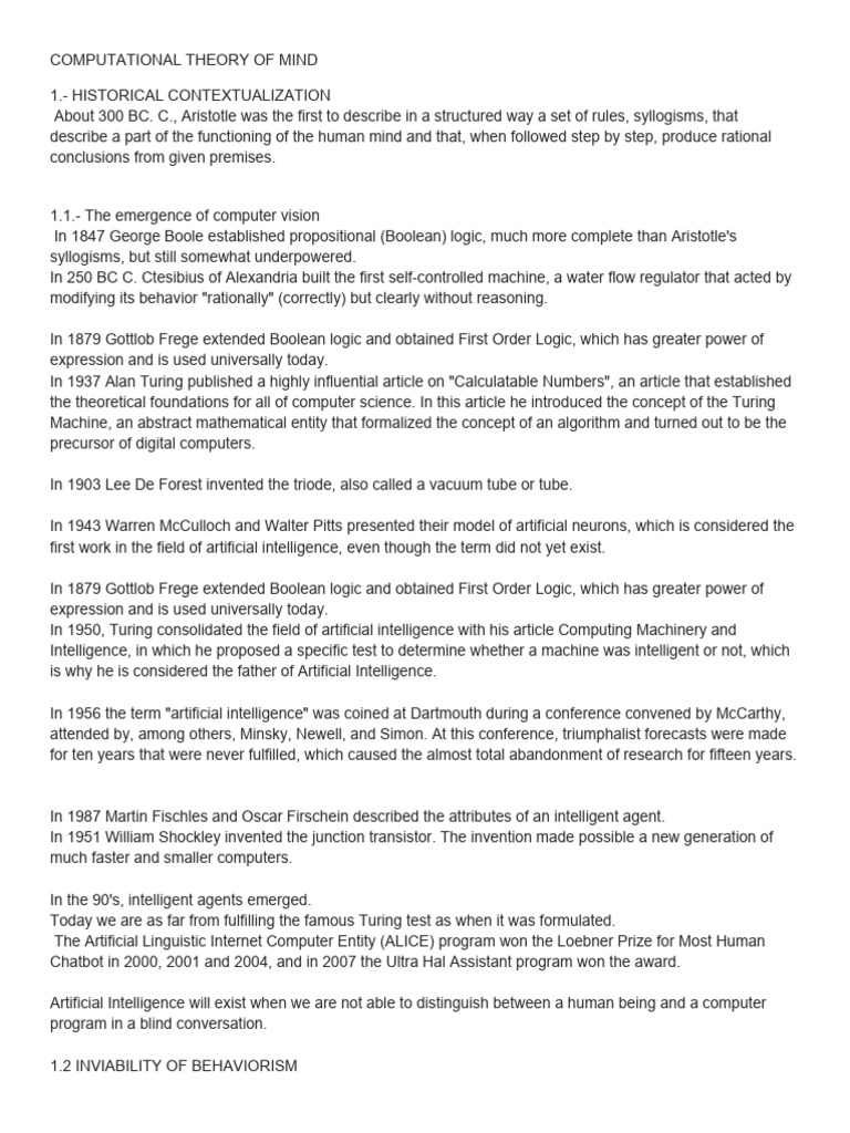 Computational Theory of Mind | PDF | Mind | Rationalism