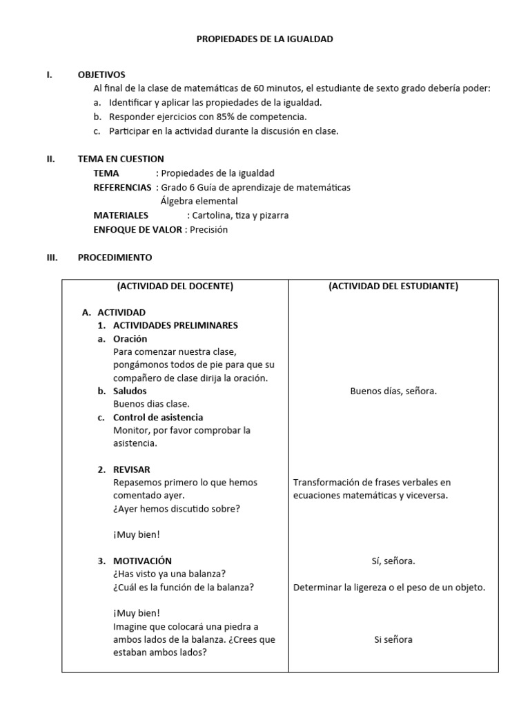 Propiedades de la Igualdad en Matemáticas | PDF | Ecuaciones ...