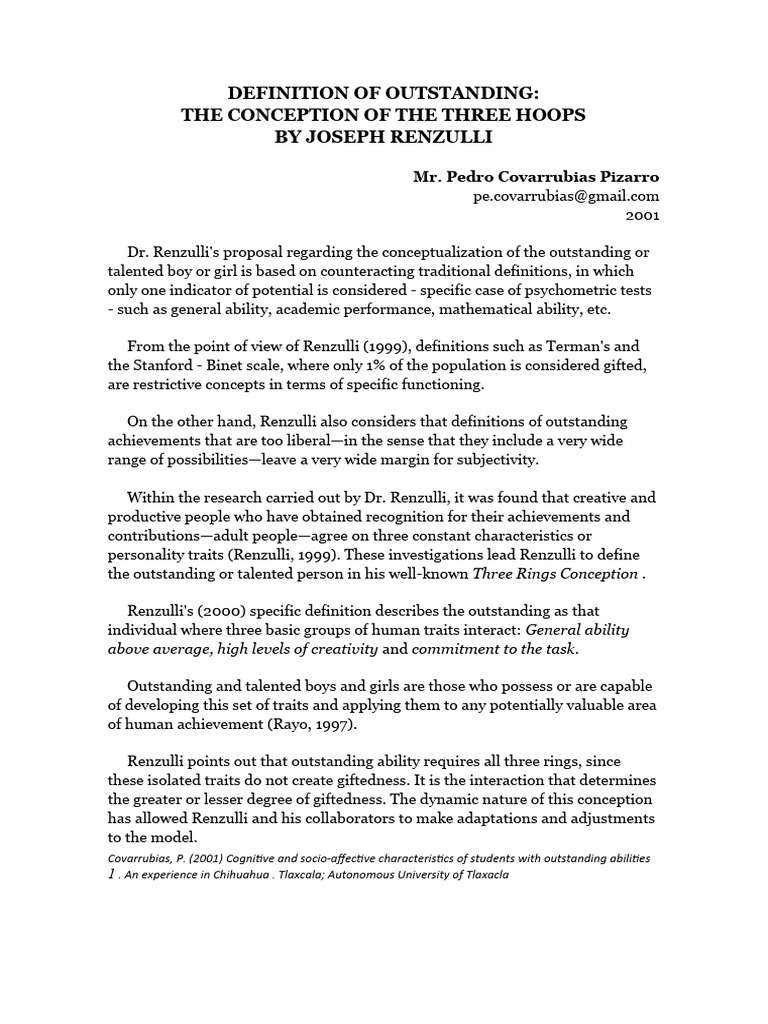 Definition of Outstanding by Joseph Renzulli | PDF | Creativity ...