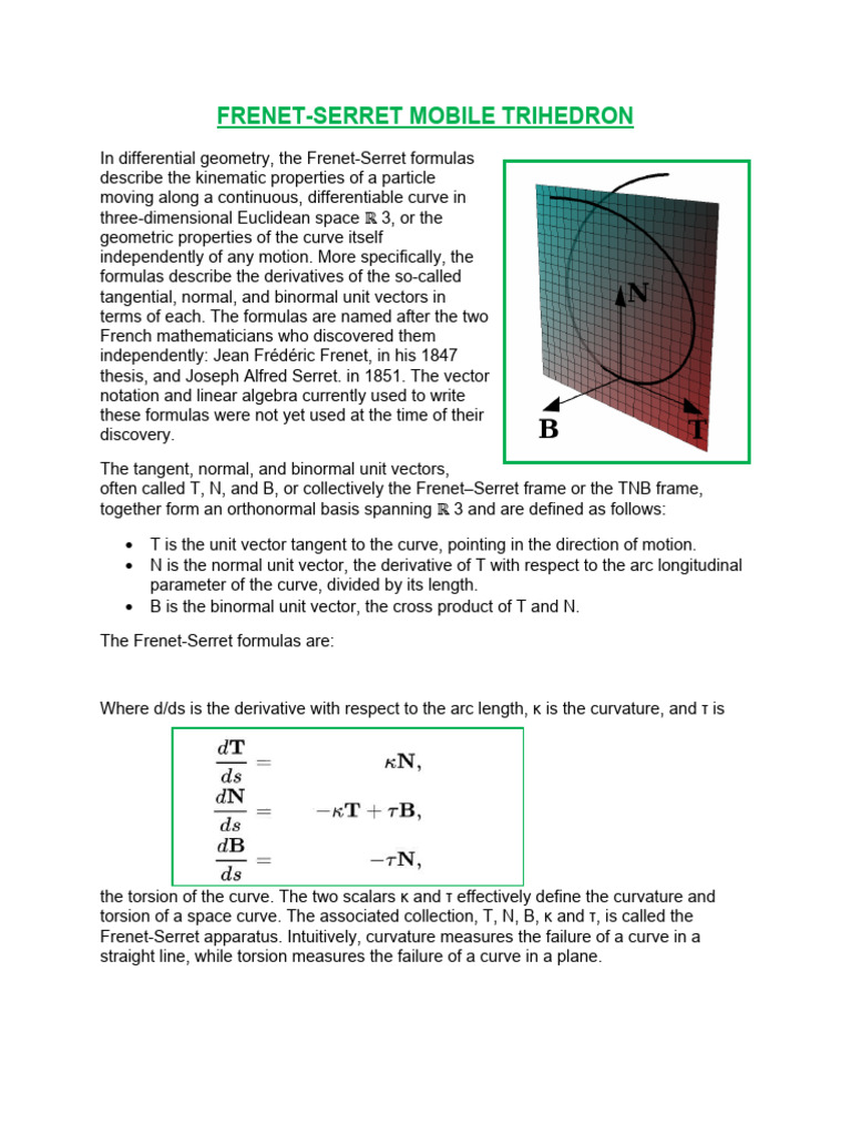 Mobile Trihedron | PDF | Differential Geometry | Mathematical Physics