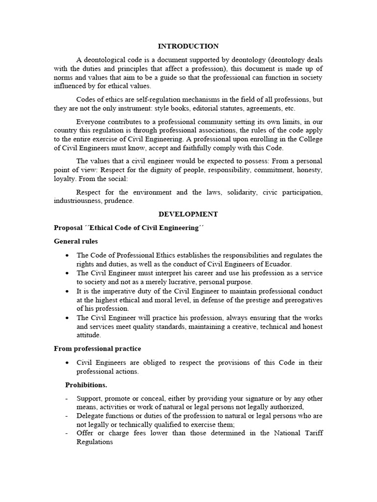Code of Ethics of Civil Engineering | PDF | Profession | Engineer